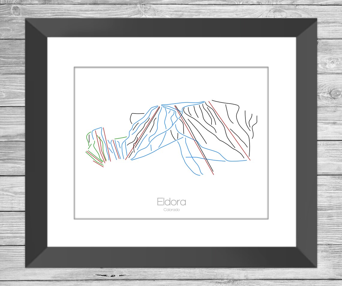 Eldora Colorado Art Ski Map Mountain Décor Ski Gift | Etsy
