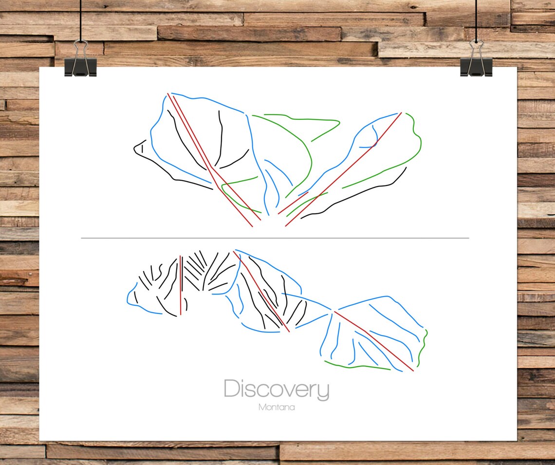 Discovery Ski Area Map Montana Mt Ski Snowboard Trail Map Art - Etsy