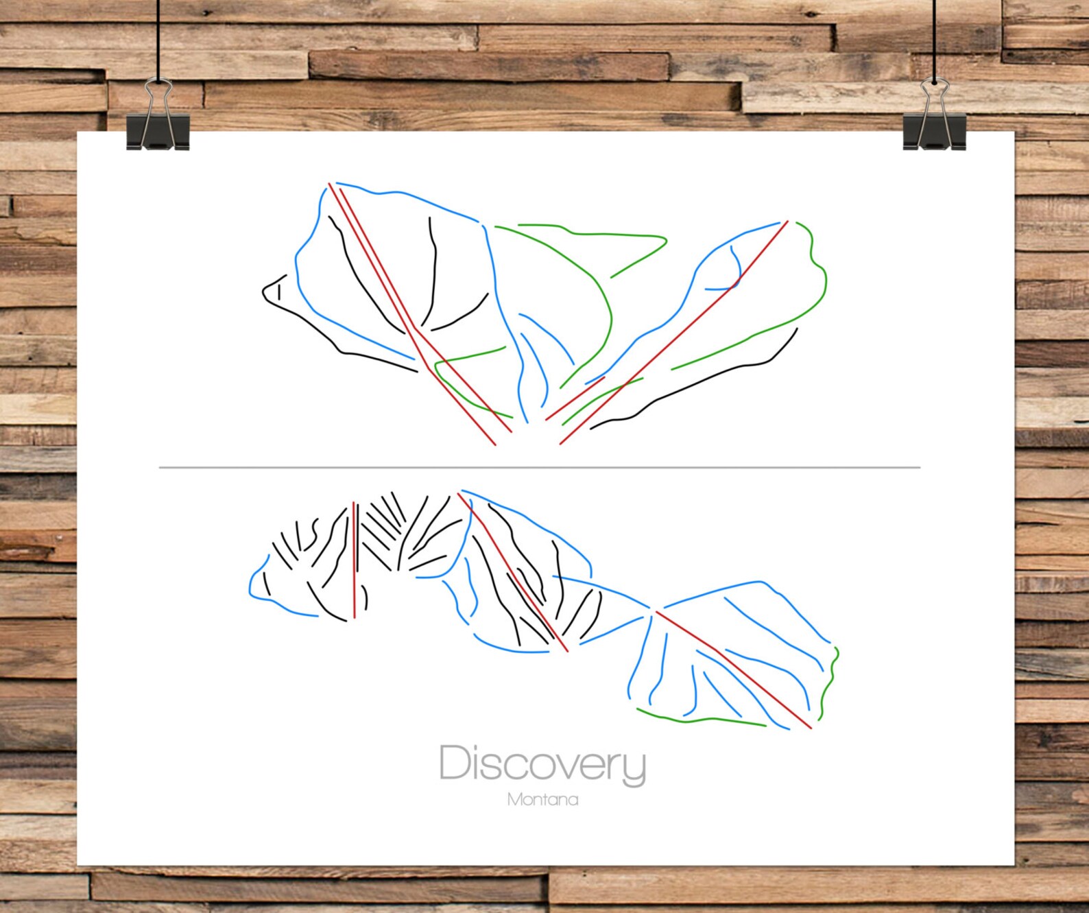 Discovery Ski Area Map Montana Mt Ski Snowboard Trail Map Art | Etsy