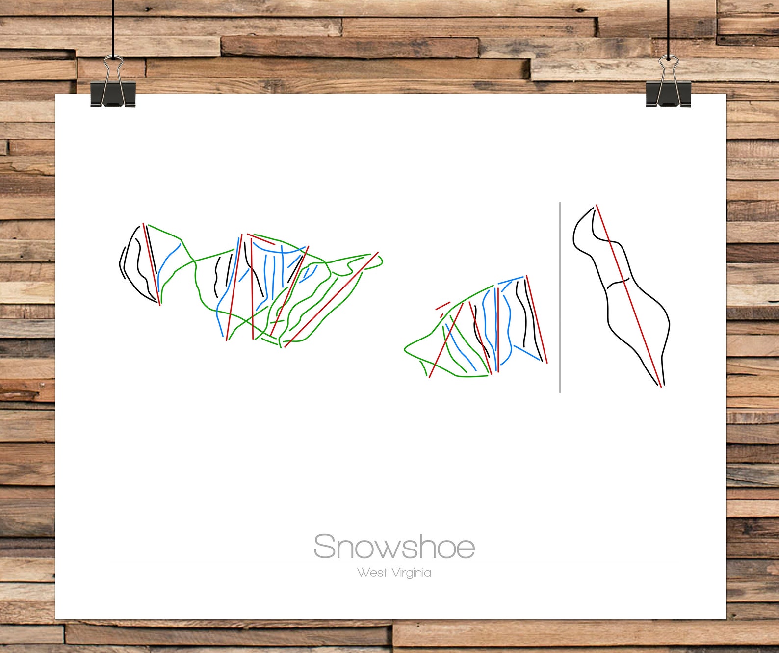 Snowshoe Ski Map Snowshoe West Virginia Modern Wall Art - Etsy