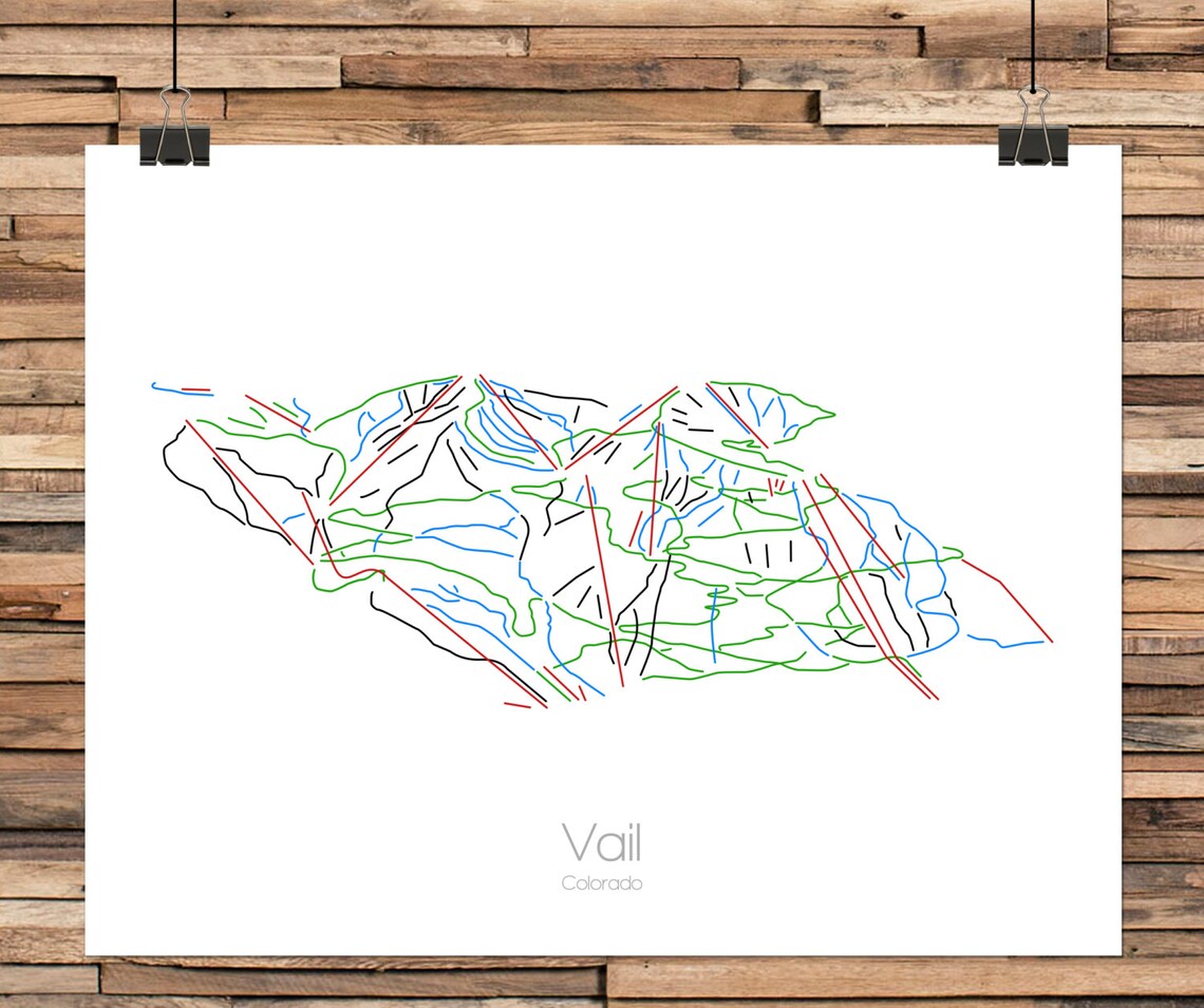 Vail Colorado Vail Map Vail Art Vail Trail Map Vail - Etsy