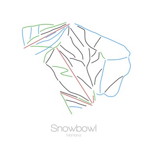 Snowbowl Map Montana Mt Ski Snowboard Trail Map Art --- Print, Poster ...