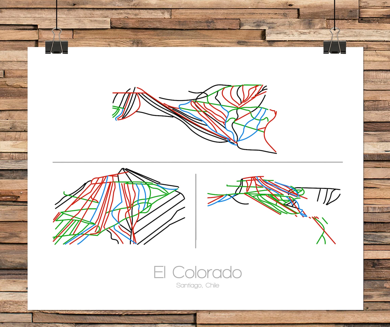 El Colorado Chile Ski Map Trail Map Santiago Chile - Etsy