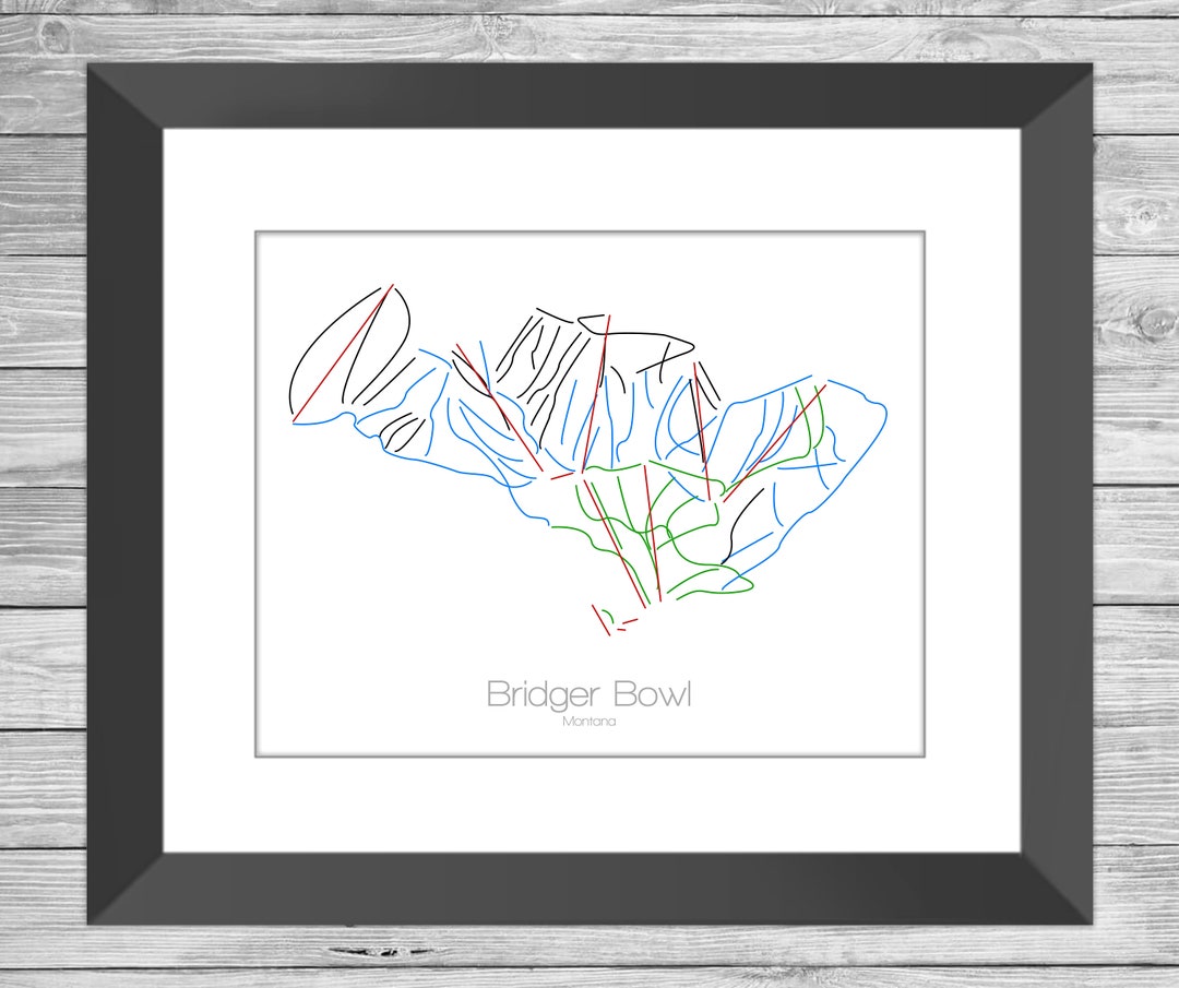 Bridger Bowl Montana Mt Ski Snowboard Trail Map Art --- Print, Poster ...