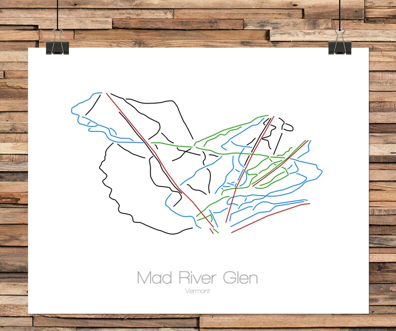 Mad River Glen Map Vermont Vt Ski Snowboard Trail Art | Etsy