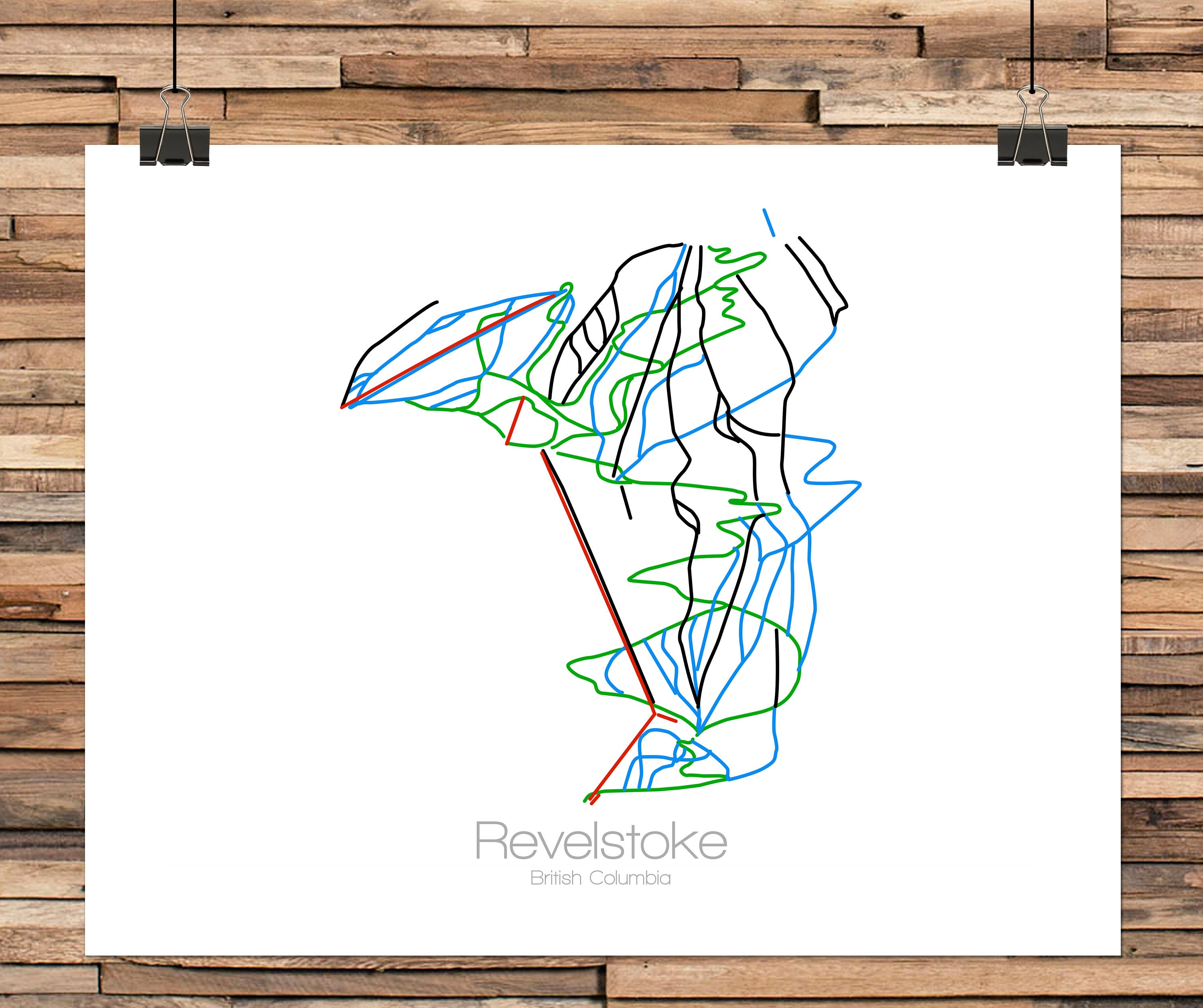 Revelstoke Ski Map Trail Map British Columbia Canada Modern Wall Art ...