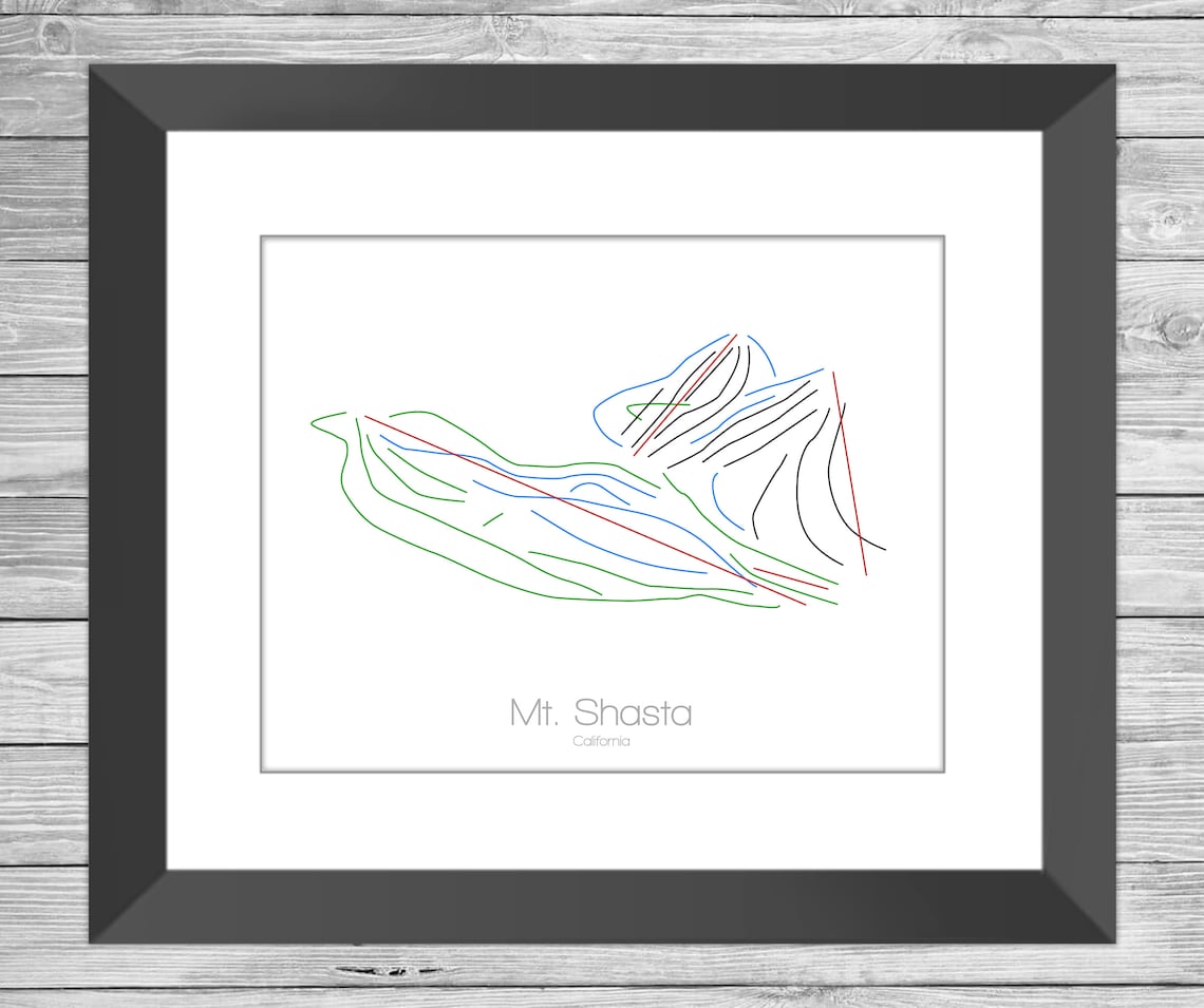 Mt. Shasta Map California Ca Ski Snowboard Trail Map Art --print ...