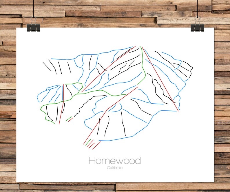 Homewood Map California Ca Ski Snowboard Trail Art Print - Etsy