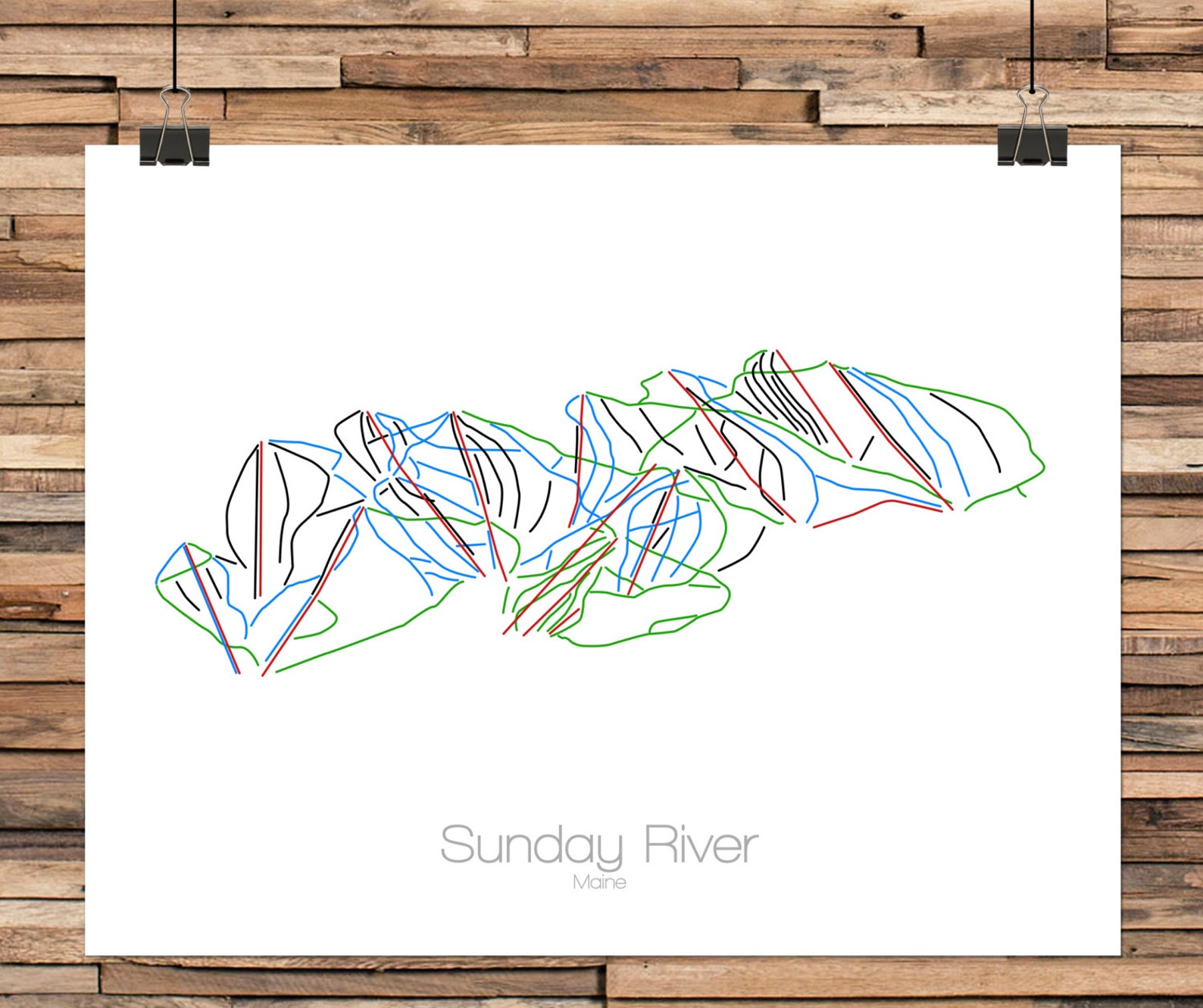 Sunday River Map Maine Me Ski Snowboard Trail Map Art | Etsy