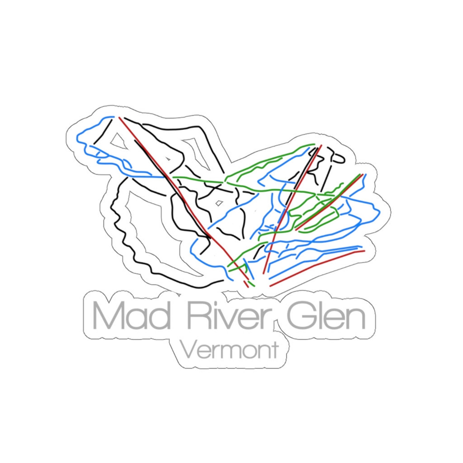 Mad River Glen Vermont Sticker | Tail Map Sticker | Ski Snowboard ...
