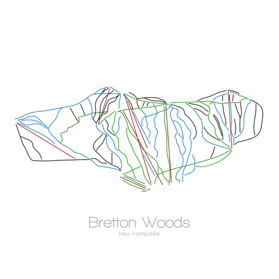 Bretton Woods Map Ski Map | Bretton New Hampshire Nh | Modern Wall Art ...