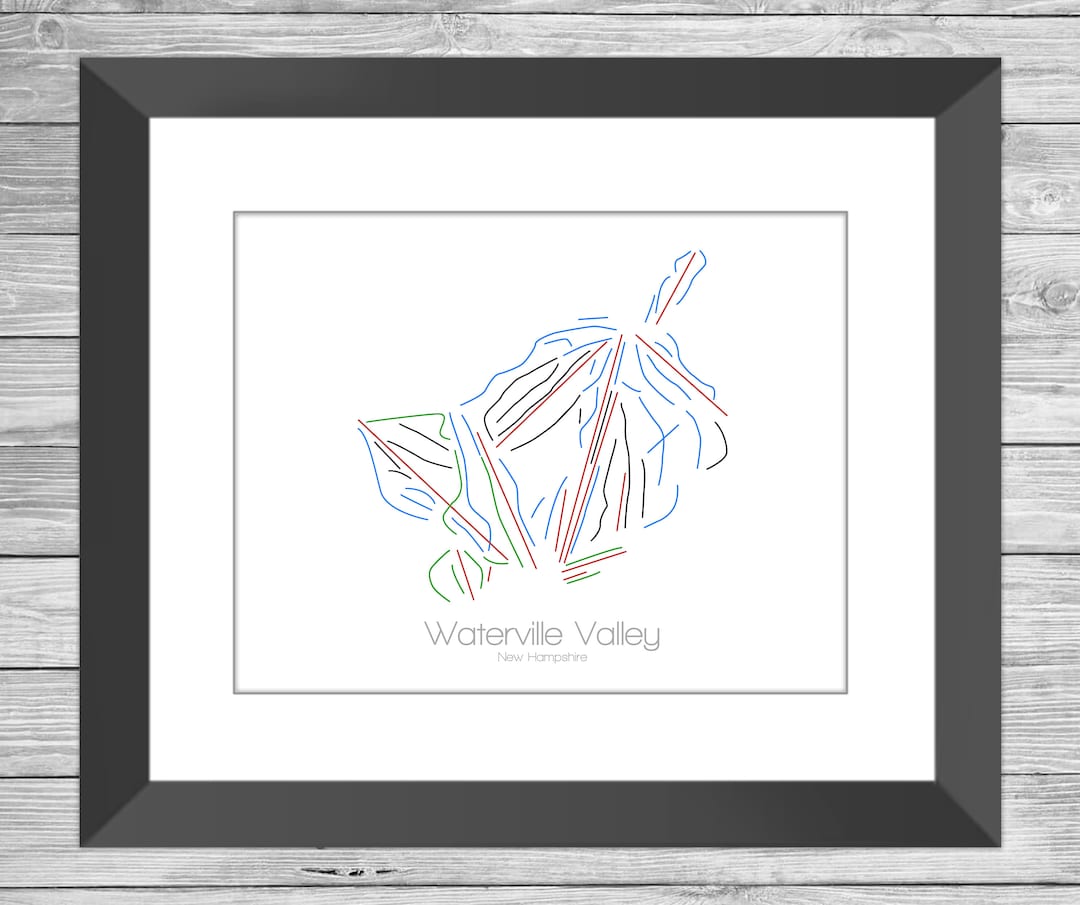 Waterville Map Valley New Hampshire Nh Ski Snowboard Trail Art ...