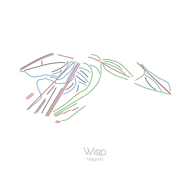 Wisp Map Maryland Md Ski Snowboard Trail Map Art Print - Etsy