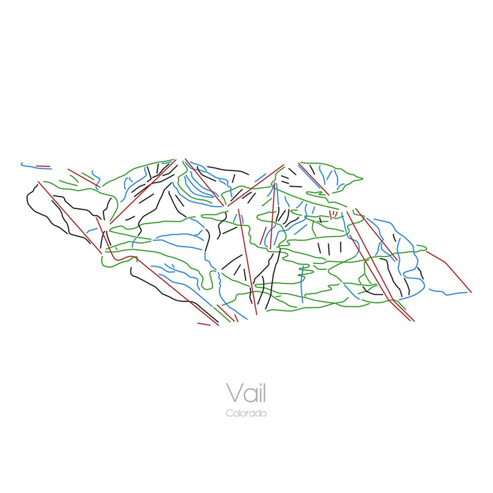 Vail Colorado Vail Map Vail Art Vail Trail Map Vail - Etsy