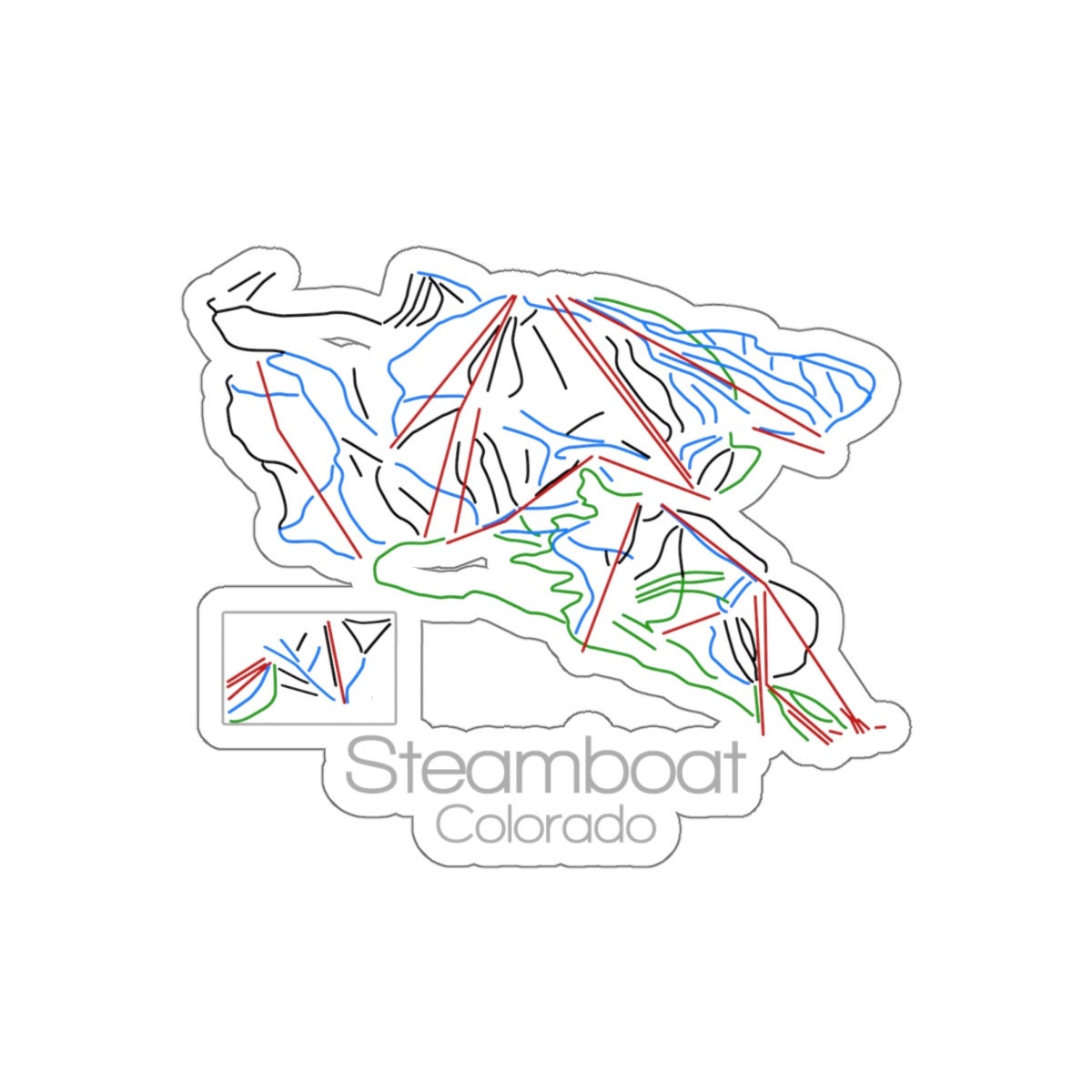 Steamboat Colorado Sticker Tail Map Sticker Ski Sticker - Etsy