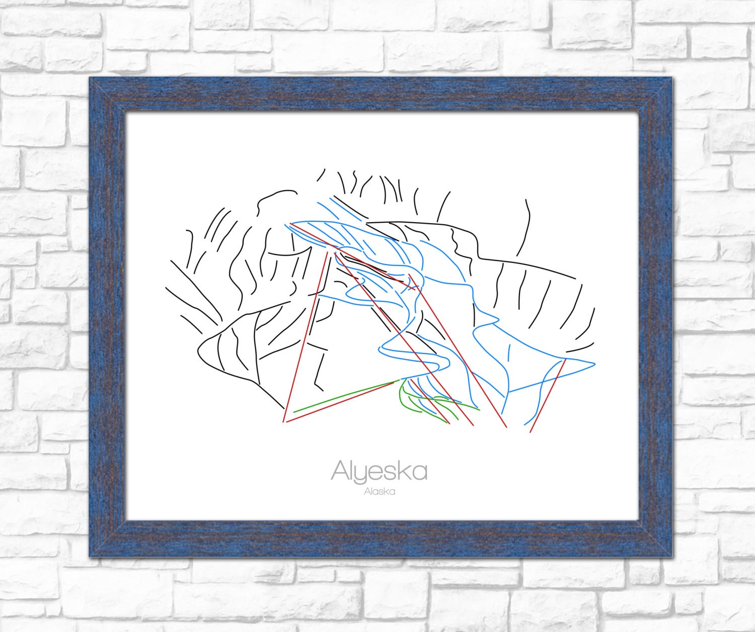 Alyeska Map Alaska AK Ski Snowboard Trail Map Art Print | Etsy
