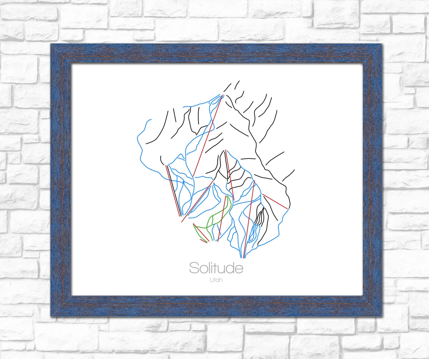 Solitude Map Utah UT Ski Snowboard Trail Map Art Print | Etsy