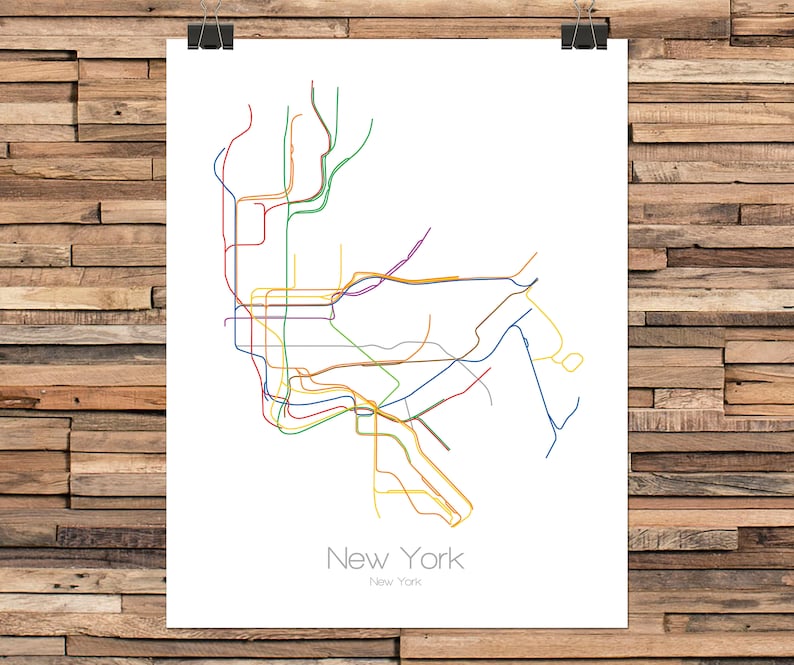 NYC Map New York Subway Map Vertical City Train Map - Etsy