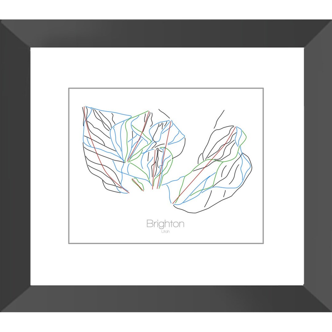 Brighton Map Utah Ut Ski Snowboard Trail Map Art --- Print, Poster ...