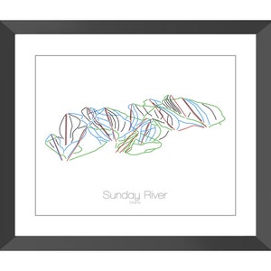 Sunday River Map Maine Me Ski Snowboard Trail Map Art --- Print, Poster ...