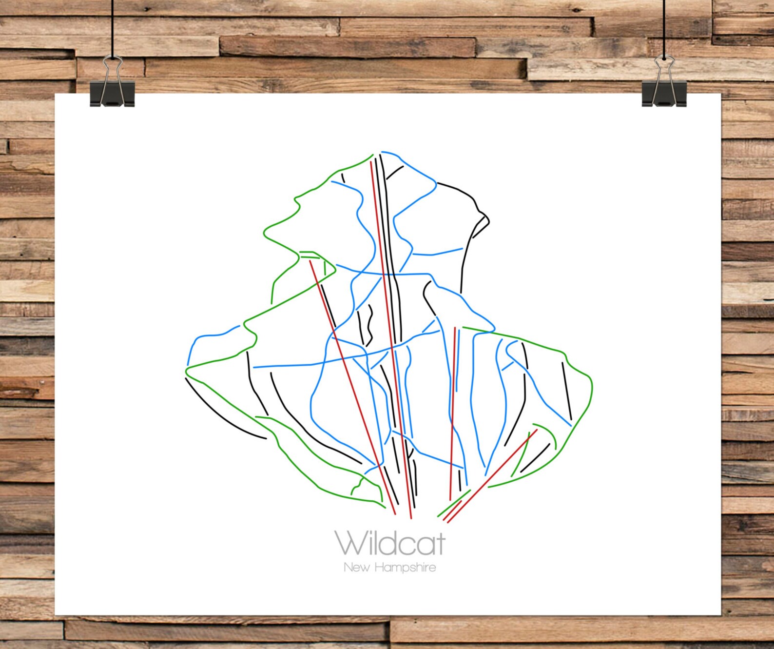Wildcat Map New Hampshire Nh Ski Snowboard Trail Art --- Print, Poster ...
