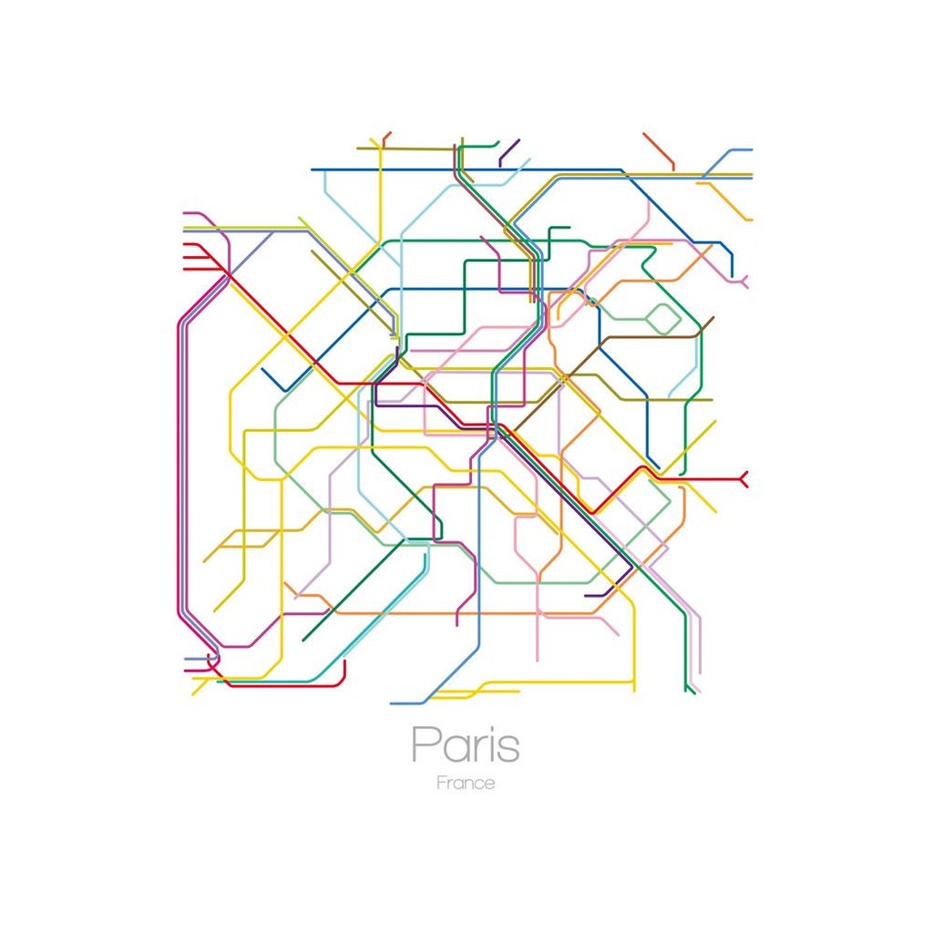 Paris France Metro Map France Subway Map France Map Rail - Etsy