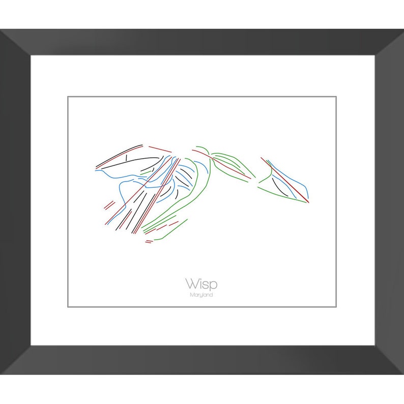 Wisp Map Maryland Md Ski Snowboard Trail Map Art --- Print, Poster ...