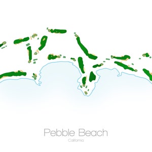 Pebble Beach Map | Pebble Beach Golf Course | Golf Wall Art | Golf Gift ...