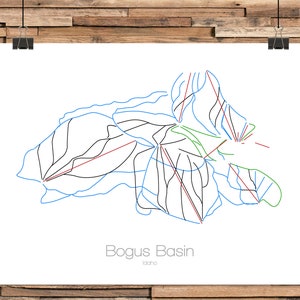 Bogus Basin Map Idaho Id Ski Snowboard Trail Map Art --- Print, Poster ...