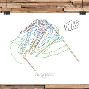 Sugarloaf Map Maine Me Ski Snowboard Trail Map Art --- Print, Poster ...
