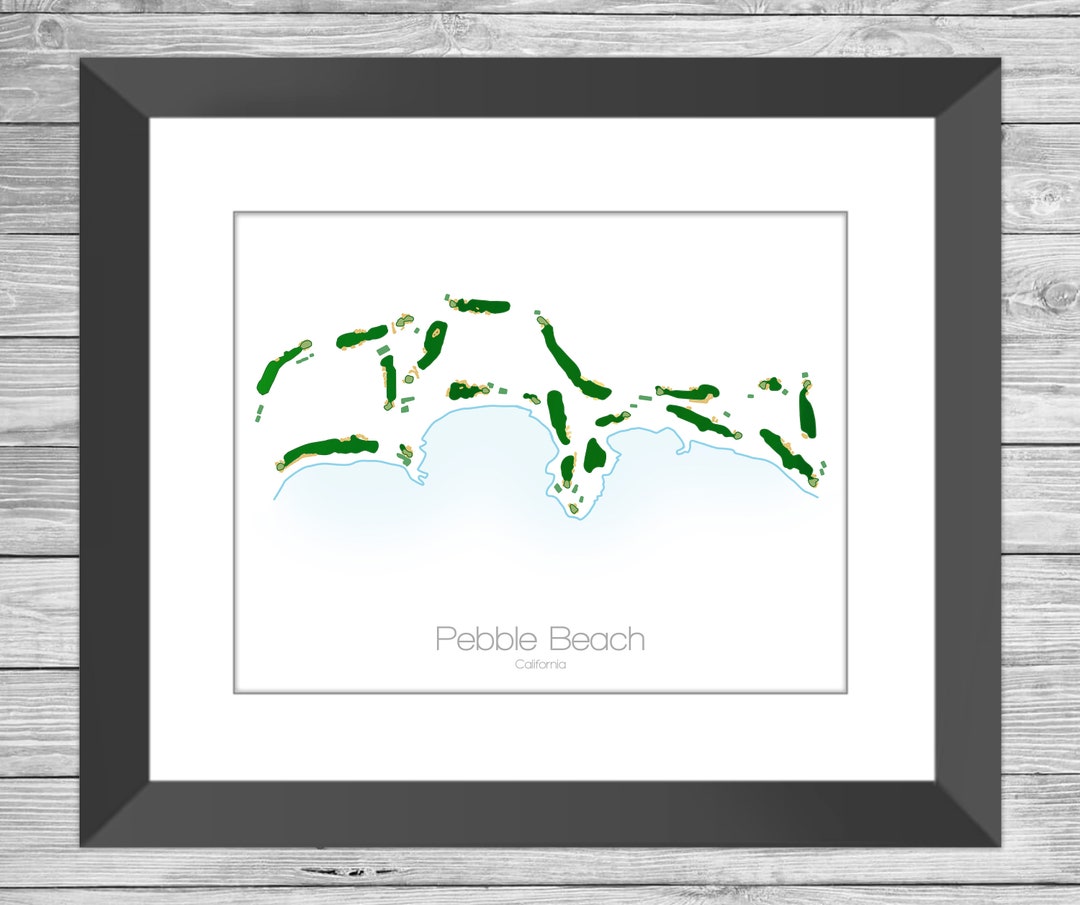 Pebble Beach Map | Pebble Beach Golf Course | Golf Wall Art | Golf Gift ...