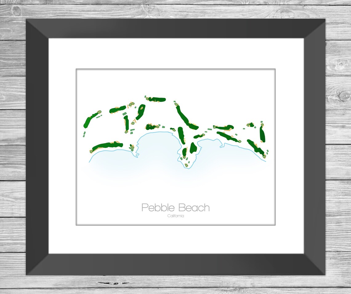 Pebble Beach Map Pebble Beach Golf Course Golf Wall Art - Etsy