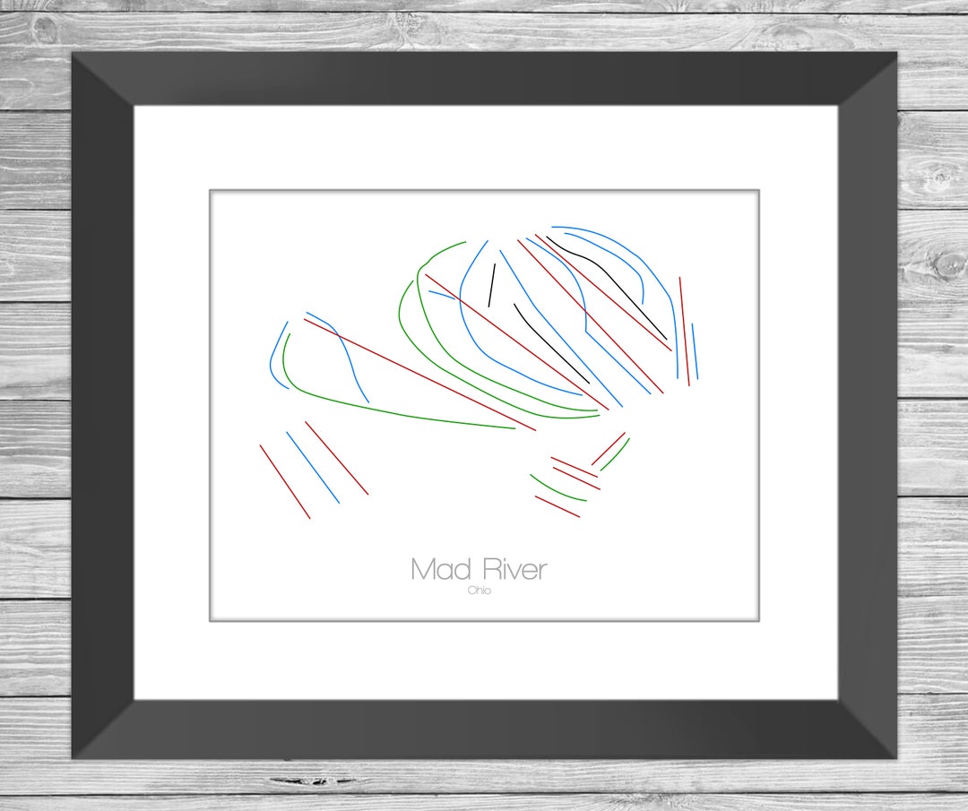 Mad River Mountain Map Ohio Oh Ski Snowboard Trail Art --- Print ...