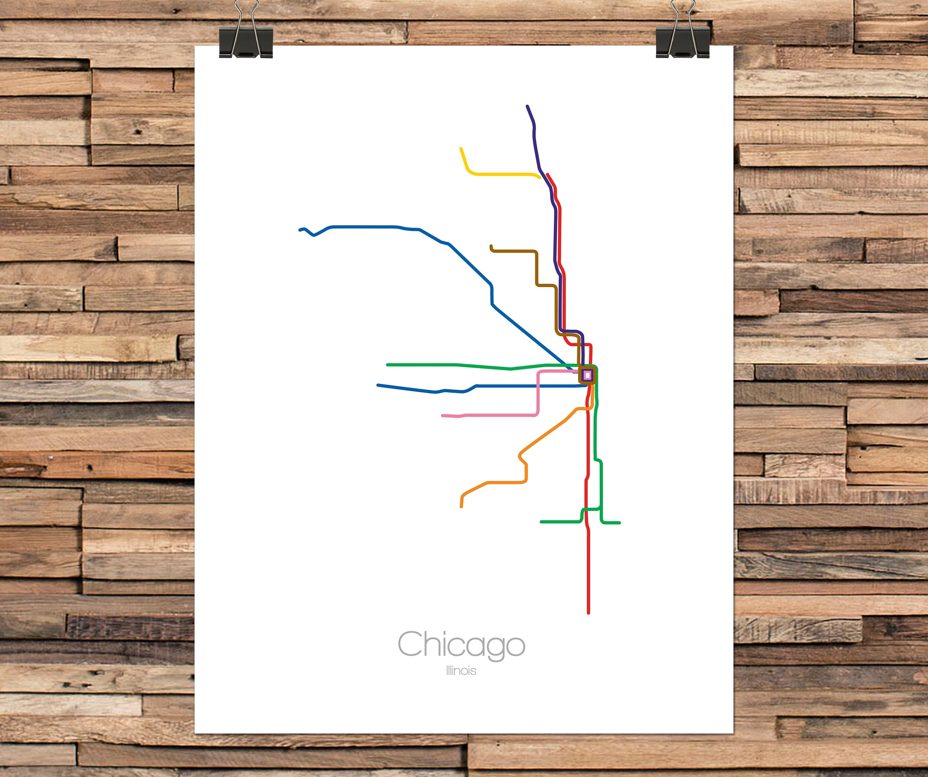 Chicago Subway Map L Rail Map Vertical Metro Map - Etsy