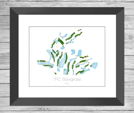 Tpc Sawgrass Golf Map Pga Golf Course Golf Wall Art | Etsy