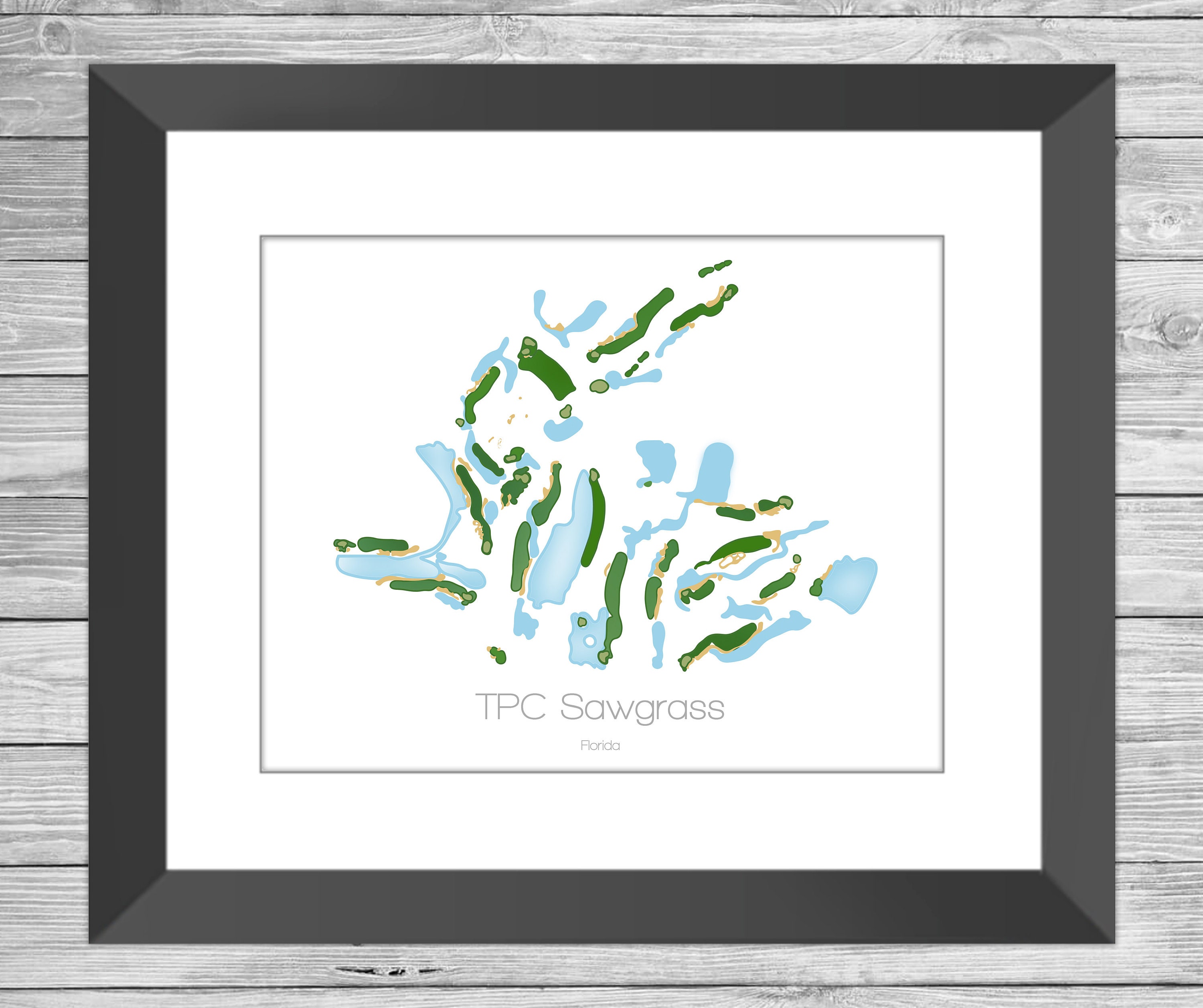 Tpc Sawgrass Golf Map Pga Golf Course Golf Wall Art - Etsy
