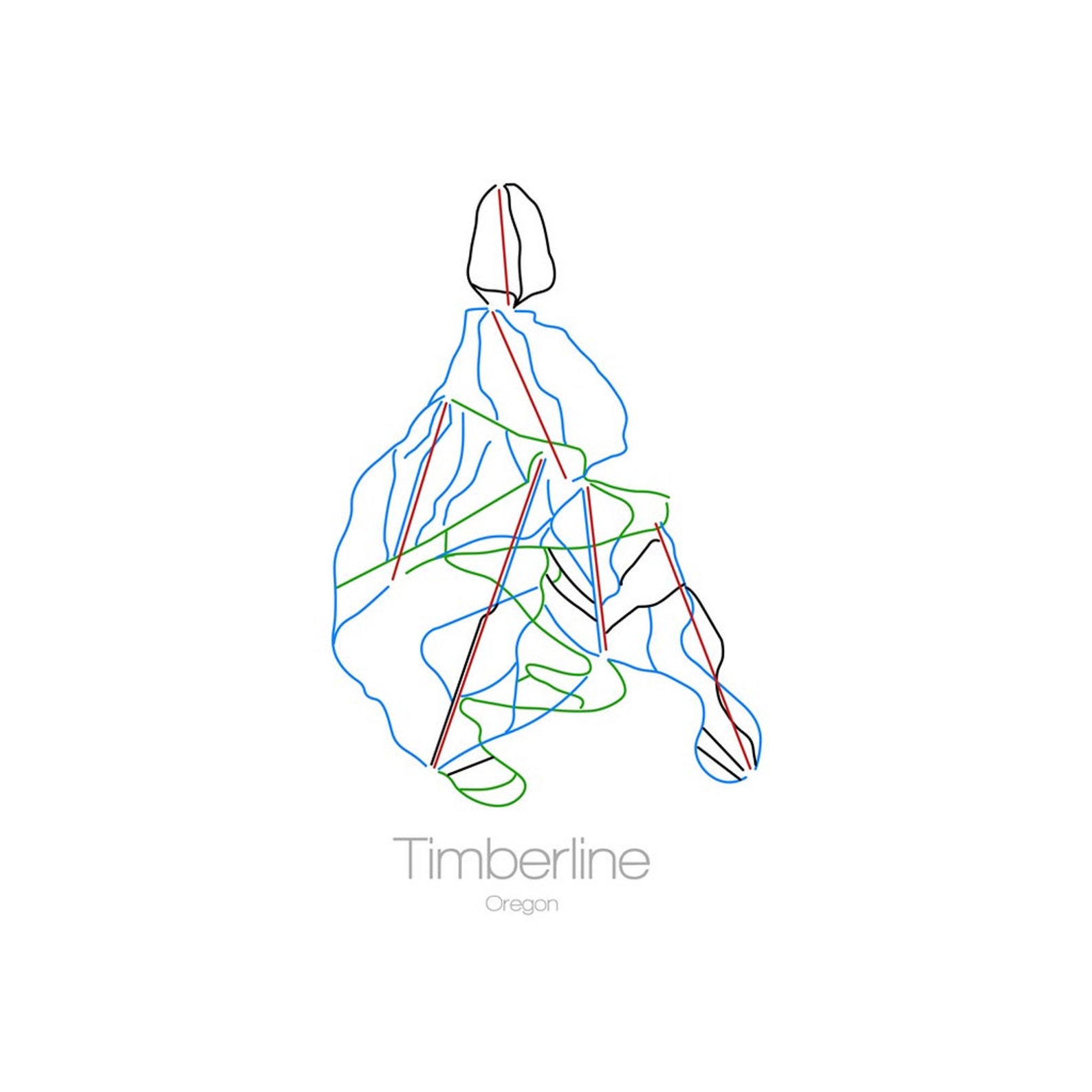Timberline Ski Map Mt. Hood Oregon Timberline Trail Map - Etsy