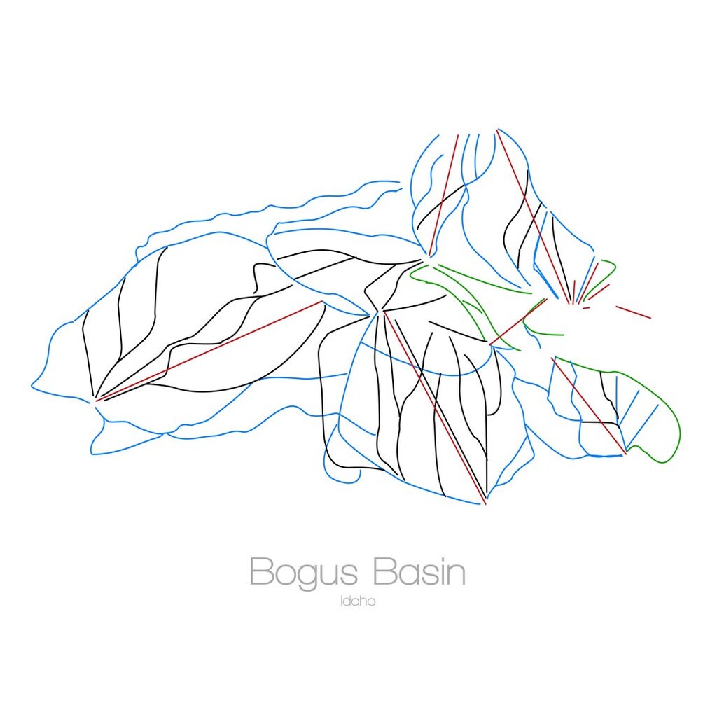 Bogus Basin Map Idaho Id Ski Snowboard Trail Map Art | Etsy