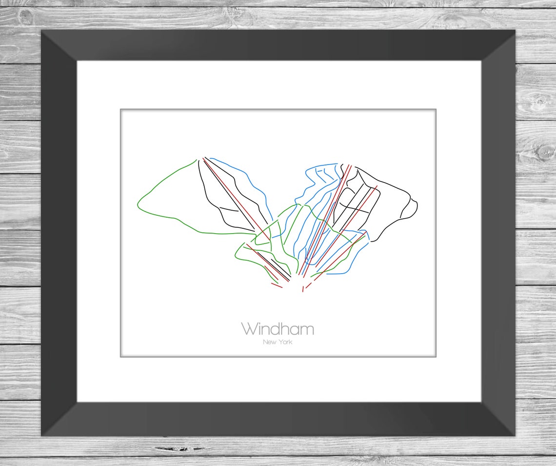 Windham Map New York Ny Ski Snowboard Trail Map Art Print | Etsy