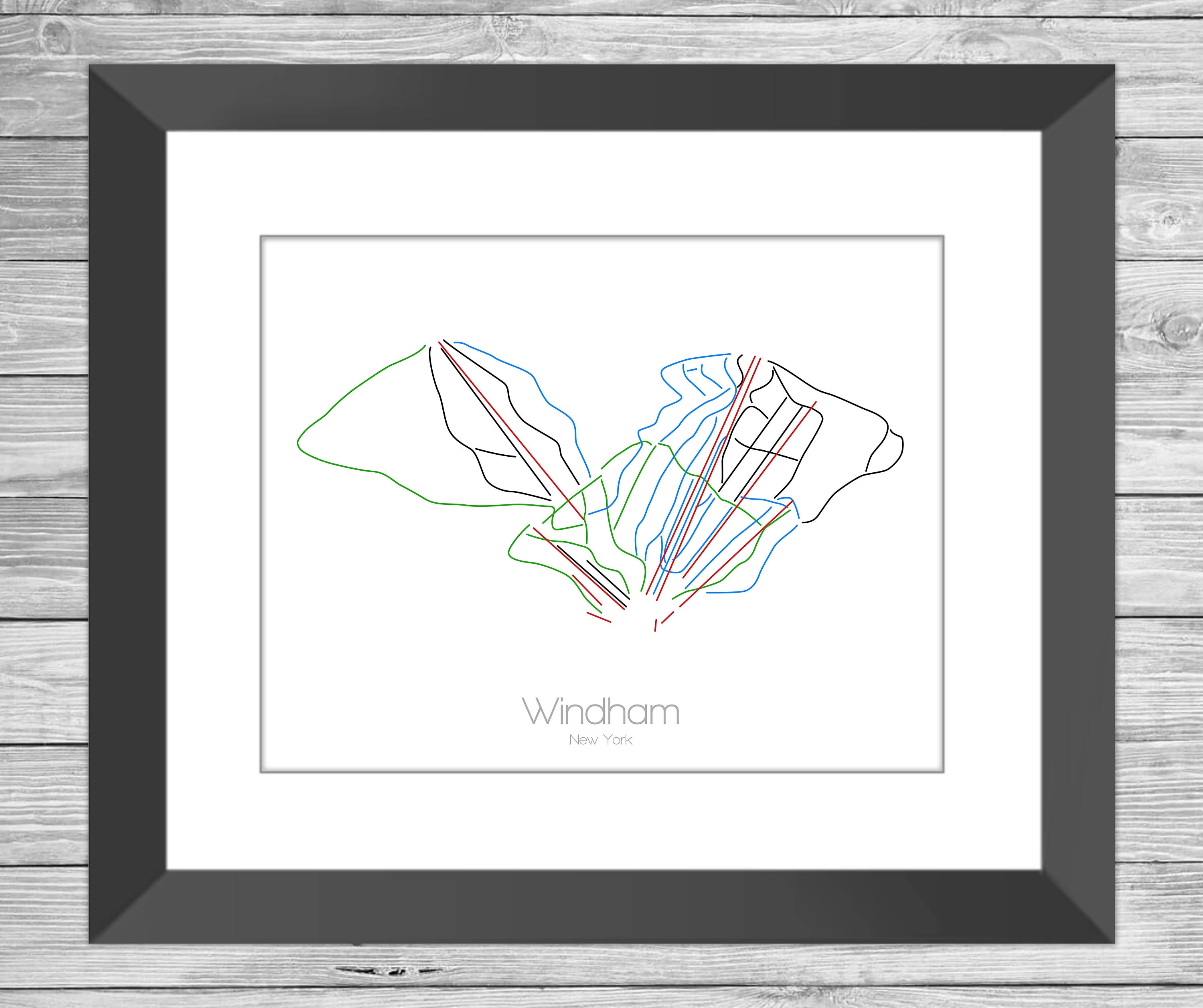 Windham Map New York Ny Ski Snowboard Trail Map Art --- Print, Poster ...