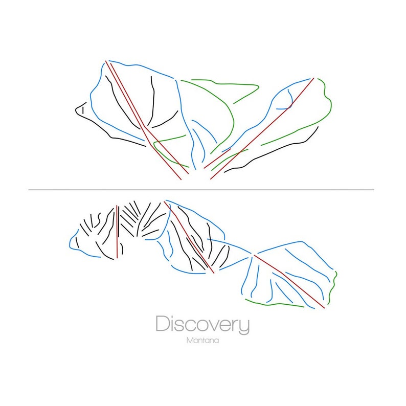 Discovery Ski Area Map Montana Mt Ski Snowboard Trail Map Art - Etsy