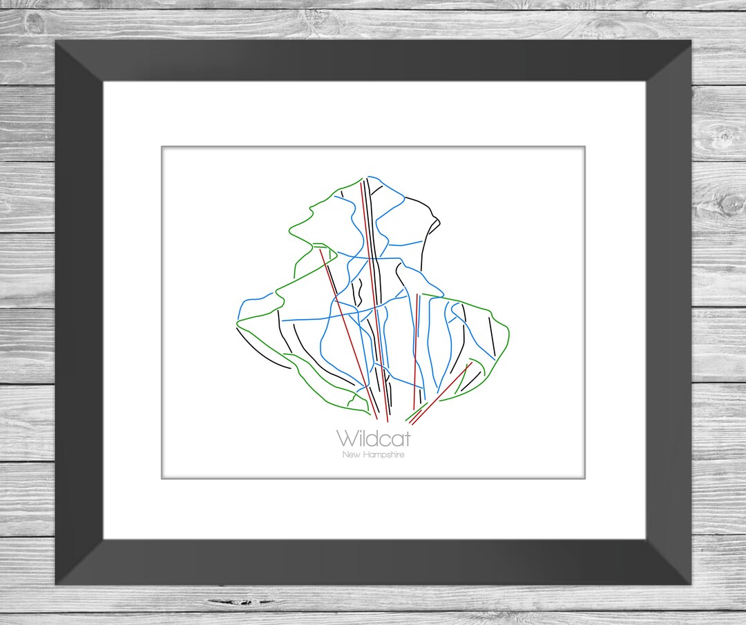 Wildcat Map New Hampshire Nh Ski Snowboard Trail Art --- Print, Poster ...