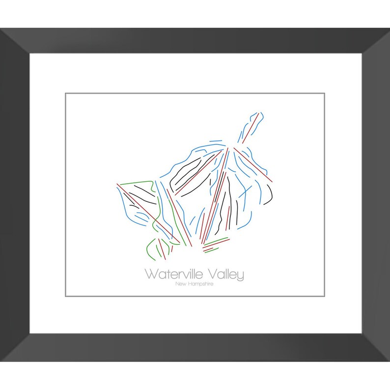 Waterville Map Valley New Hampshire Nh Ski Snowboard Trail Art ...