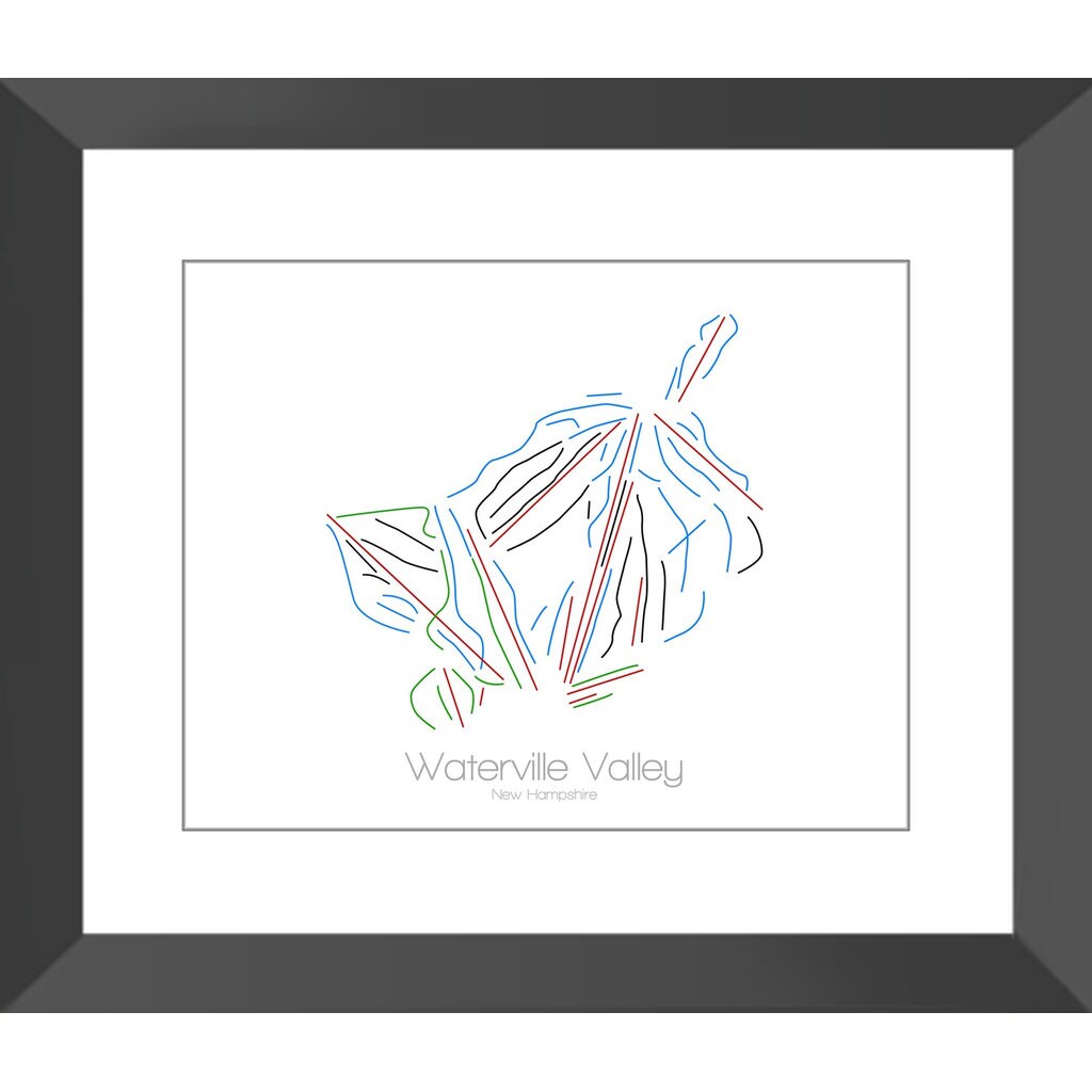 Waterville Map Valley New Hampshire Nh Ski Snowboard Trail Art ...