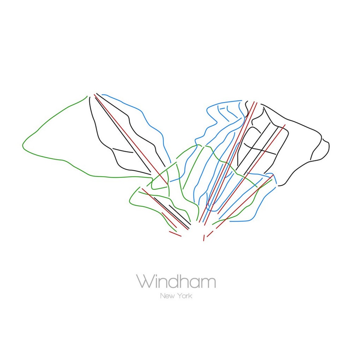 Windham Map New York Ny Ski Snowboard Trail Map Art Print | Etsy