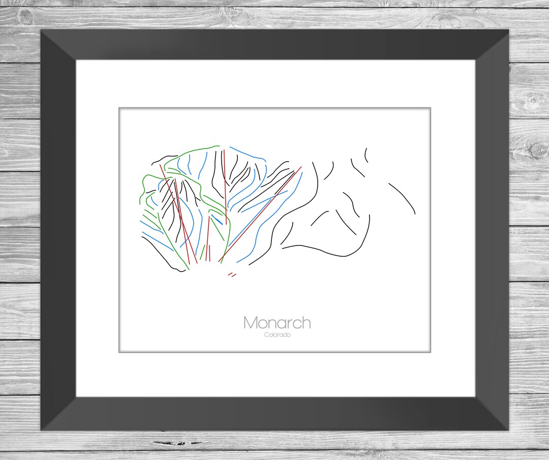 Monarch Map Colorado Co Ski Snowboard Trail Map Art --- Print, Poster ...