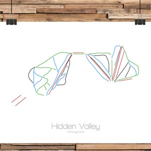 Hidden Valley Map Pennsylvania Pa Ski Snowboard Trail Map Art --- Print ...
