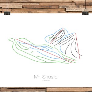 Mt. Shasta Map California Ca Ski Snowboard Trail Map Art --print ...