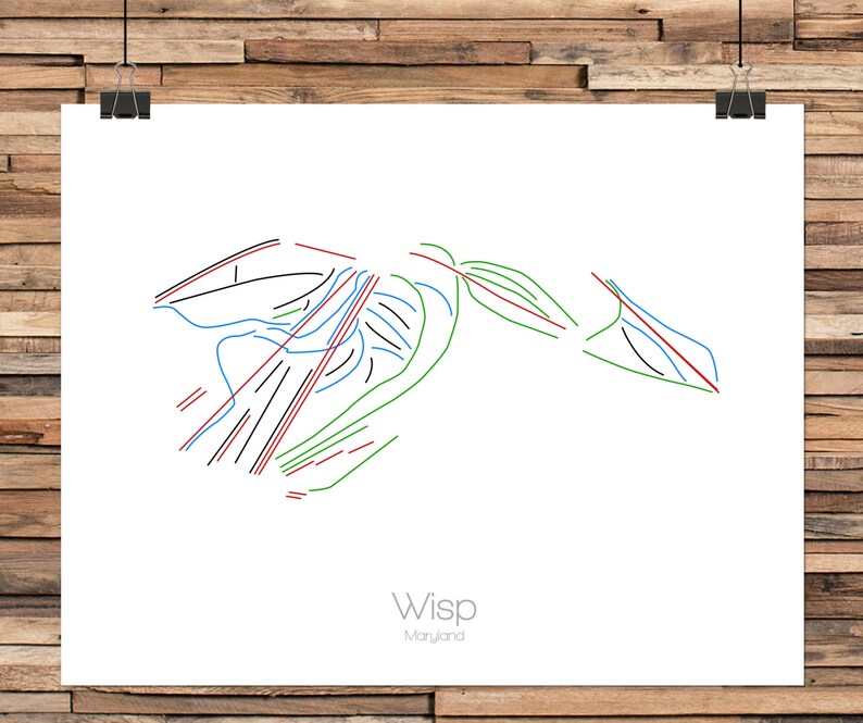 Wisp Map Maryland Md Ski Snowboard Trail Map Art Print - Etsy