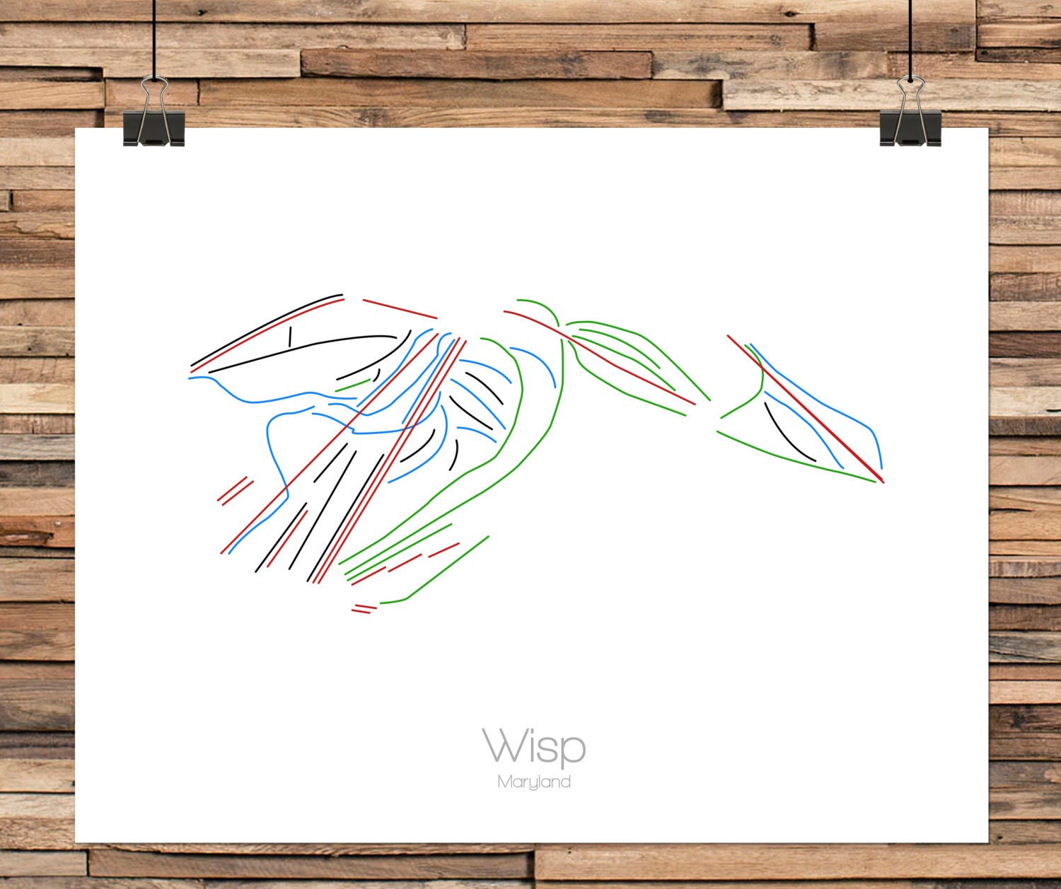 Wisp Map Maryland Md Ski Snowboard Trail Map Art --- Print, Poster ...